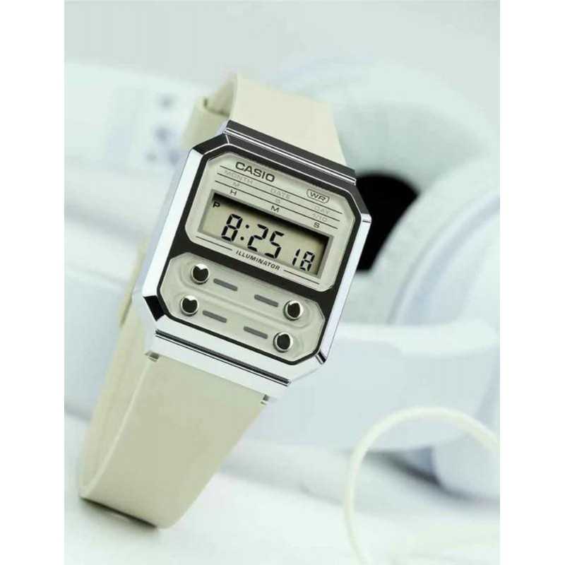 CASIO VINTAGE EDGY DIGITAL CORREA SILICONA BEIGE